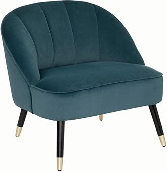 Atmosphera Atmosphera - Fauteuil Naova en Velours Bleu Canard