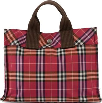 Burberry sac cabas Nova Check PM (ann&eacute;es 2000) - Rouge