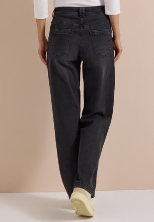 Cecil Loose-fit-Jeans CECIL, Damen, Gr. 25, L&auml;nge 30, schwarz washed, Jeans, 73% Baumwolle, 25% Polyester, 2% Elasthan, unifarben, lang, Jeans, mit Wide Leg