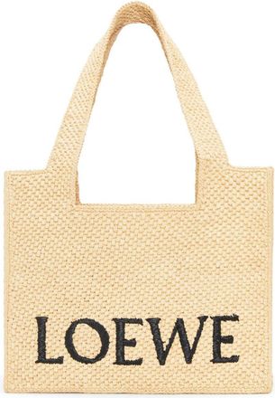 Loewe Medium LOEWE Font Tote in raffia - Nude