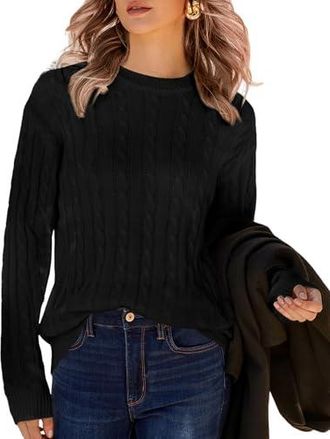 Zeagoo Pull tricot&eacute; pour Femme Pull d&eacute;contract&eacute; Pull col Rond Pull tricot&eacute; Pull &agrave; Manches Longues Sweatshirts Chauds Hauts dhiver Chauds Pull &eacute;pais en Vrac N