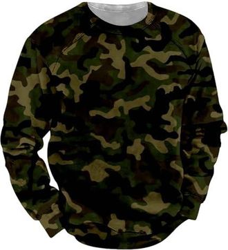 Generic Sweat-shirt camouflage à col rond pour homme - Manches longues - Sweatshirt décontracté imprimé 3D - Sweat dextérieur élégant - Pull dentraînement mil