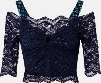 Paco Rabanne Cropped-Top aus Spitze und Samt