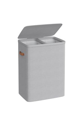 Boxxx Wäschekorb Songmics, Grau, Kunststoff, Textil, 170 L, rechteckig, 56x75x40 cm, Tragegriffe, Deckel, Ordnen & Aufbewahren, Wäschekörbe & Tonnen