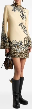 Etro Printed Cotton Mini Dress - Beige