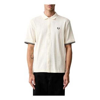 Fred Perry Polo boutonn&eacute; en maille pointelle - Homme - Chemises - Beige - Taille: L