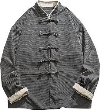 Generic Veste Blazer Homme,Vêtements Traditionnels Chinois pour Hommes, Veste Chemise À Manches Longues, Col Mandarin, Hanfu, Manteau Rétro Cheongsam Veste De