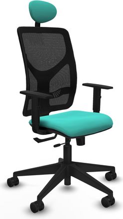 Piqueras y Crespo B&uuml;rostuhl f&uuml;r Zuhause, mit 1D-Armlehnen, h&ouml;henverstellbarer Lendenwirbelst&uuml;tze und festem Kopfteil, ausgestattet mit Syncro/Traslack und Schneideschau