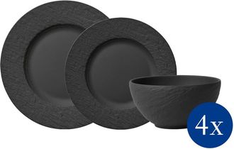 Villeroy & Boch Manufacture Rock Teller-Set, 12tlg, 4 Personen