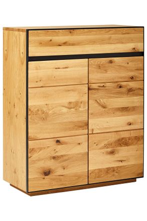 Linea Natura Schuhschrank, Anthrazit, Eiche, Holz, Metall, Wildeiche, furniert, massiv, 3 F&auml;cher, 1 Schubladen, 86x104x38 cm, Beim&ouml;bel erh&auml;ltlich, Garderobe, Schuh