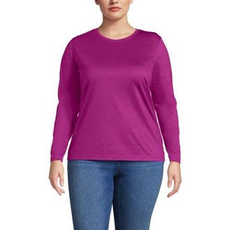 Lands End Supima-Shirt, Langarm, Damen, Gr&ouml;&szlig;e:48-50 plus, Pink, Baumwolle, by Lands End