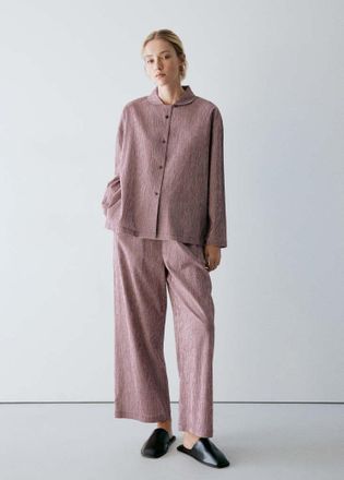 Mango Pyjama deux pi&egrave;ces coton carreaux vichy bordeaux - Femme - XS - MANGO