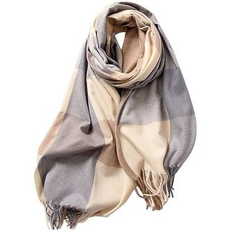 Generic &Eacute;charpe 2026 pour femme - Longue couverture &agrave; carreaux &eacute;pais pour lhiver et lautomne - Chaud - Grande &eacute;charpe tartan, beige, Taille unique