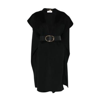 Elisabetta Franchi Femme, Manteaux, Noir, Taille: 40 FR Cape Double en Laine