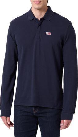 Napapijri Herren Evan Long Sleeve Polo Shirt Poloshirt, Marineblau, XL