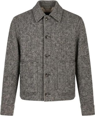 Agnona Overshirt Kaschmir-Mischgewebe Tweed Double Face - - Jackets - Herren - Grau - XL