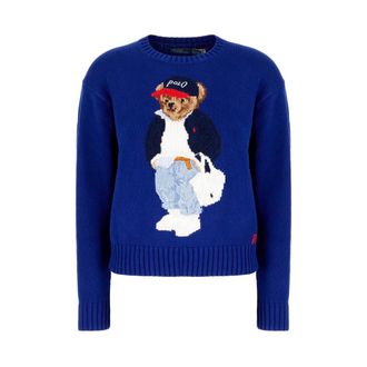 Polo Ralph Lauren Femme, Pulls, Bleu, Taille: 36 FR Pull Col Rond Ours