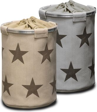 My Home Waschekorb, modern, faltbar, W&auml;schesack mit Sternenmuster, grau