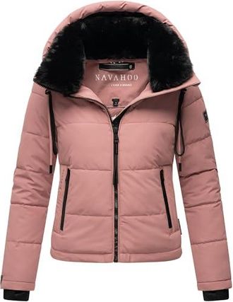 Navahoo Veste dhiver matelass&eacute;e chaude pour femme avec capuche amovible et col en fourrure synth&eacute;tique avec amour XIV XS-XXL, Rose fonc&eacute;, XXL