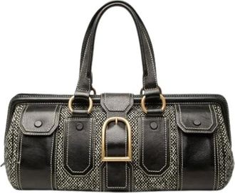 Celine Sac &agrave; main en tweed doccasion - Femme - Pre-owned - Noir - Taille: ONE Size