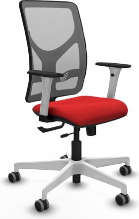 Piqueras y Crespo B&uuml;rostuhl, Rot mit wei&szlig;en und schwarzen Armlehnen, h&ouml;henverstellbare Lendenwirbelst&uuml;tze, ausgestattet mit Syncro/Traslack und Schneideschaum, Grau/Rot