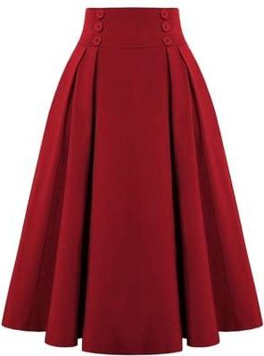 Generic Jupe plaid &eacute;l&eacute;gante r&eacute;tro vintage des ann&eacute;es 50 pour femme - Taille haute - Grille - Jupe festive vintage - Jupe midi - Jupe midi &eacute;lastique - Jupe tai