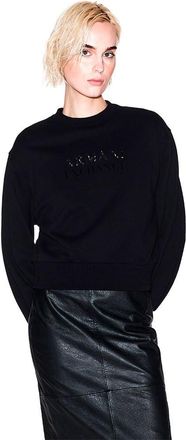 A|X Armani Exchange Womens Cuffed Sleeve Front Logo Round Collar, Sweatshirt, Black, L