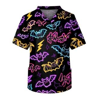 Generic T-shirt dHalloween pour homme, chemise à manches courtes pour homme, col en V, imprimé Halloween, poche sur la poitrine, haut confortable, respirant, 