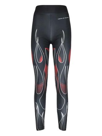 Vision Of Super Leggings mit Flammen - Schwarz