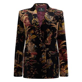 Etro Femme, Vestes, Multicolore, Taille: 36 FR Veste Blazer Fleurie Double Boutonnage