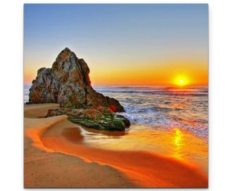 Paul Sinus Art Leinwandbilder | Bilder Leinwand 60x60cm Sonnenaufgang am Strand in Tathra - Australien