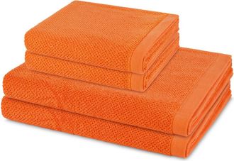 M&ouml;ve Bliss 4-teiliges Handtuch-Set - 2X Handtuch & 2X Duschtuch - Extra weich, hautfreundlich mit Perlstruktur & Massageeffekt - Kordelaufh&auml;nger, 100% Baum