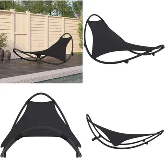 vidaXL Vidaxl - Chaise longue &agrave; bascule avec roues Acier et textil&egrave;ne Noir - Chaise Longue - Fauteuil De Jardin - Transat - Relax - Bain De Soleil - Home &