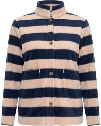 Ulla Popken Fleecejacke Fleecejacke Streifen Stehkragen Langarm