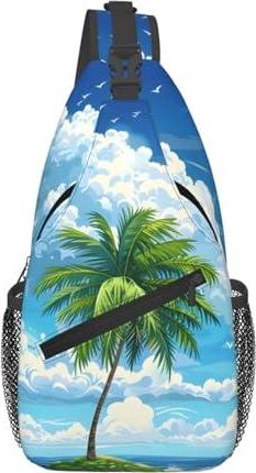 Generic Sacoche Port&eacute; &eacute;paule Palmier de plage d&eacute;t&eacute; Durable Sacs &agrave; Bandouli&egrave;re Mode Crossbody Bag pour Camping Voyage Cyclisme