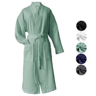 Heimtexland Bademantel Waffelpique Reisebademantel Saunamantel 100% Baumwolle Oekotex leicht schnelltrocknend hautfreundlich f&uuml;r Damen und Herren Typ881 Mint XXXL