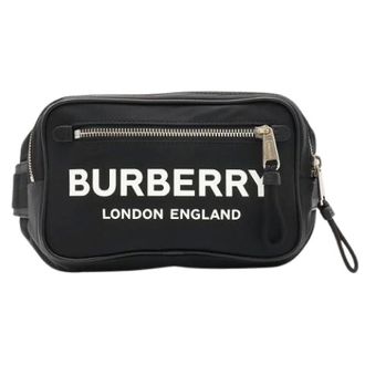 Burberry Pre-owned sac banane en nylon et cuir avec logo imprim&eacute; - Femme - Pre-owned - Noir - Taille: ONE Size
