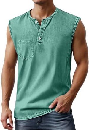 Generic Débardeurs sans manches pour hommes, grande et grande, pour entraînement, gym, course, plage, été, Vert, 3XL