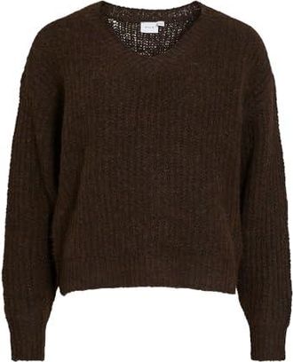Vila Vila Vilampe V-Neck mpe col en V L/S Knit Top-Noos, Chocolat, S Femmes