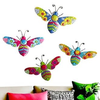 Generico Wandkunst, 4 St&uuml;ck, Eisen- -Wandkunst, moderne BBee WAall Kunst, Statuen, handgefertigte Figuren, Gartendekoration f&uuml;r Mutter, Frauen, Caf&eacute;, Bauernhof