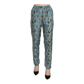 Dolce & Gabbana Seidenhose mit Musikinstrumenten-Print - - Trousers - Damen - Blau - M