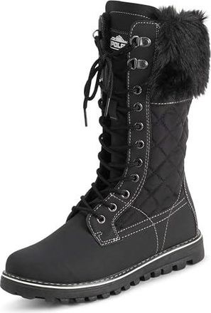 Polar Femmes Fausse Fourrure Chaude Thermique Imperm&eacute;able En Marchant Neige Lhiver Semelle En Caoutchouc Bottes - Noir/Noir - UK10/EU43 - YC0604