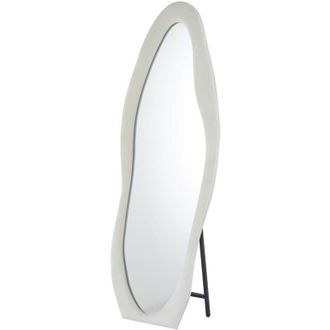 Menzzo Miroir en pied d&eacute;coratif design ondul&eacute; Pierrot 70x170cm Velours Cr&egrave;me