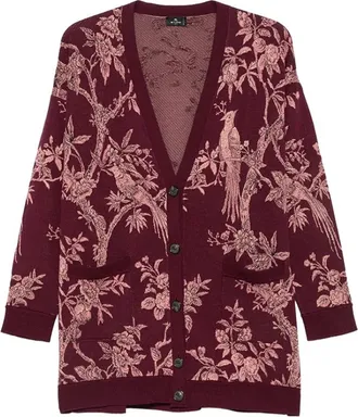 Etro Floral Jacquard Cardigan - - Knitwear - Damen - Rot - 3XS