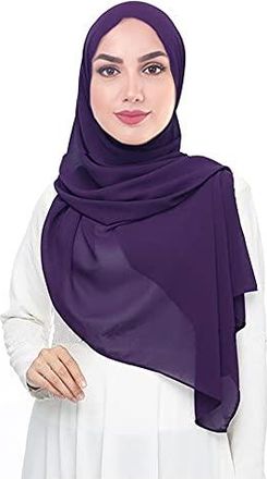 Lina & Lily Hijab pour Femmes Mousseline Foulard Écharpe Turban Châle Islamique (Violet Foncé)