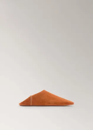 Mango Sabots en cuir d&eacute;tail couture orange - Femme - 36 - MANGO