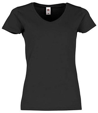 Fruit Of The Loom T-shirt à col V pour femme Iconic 150, Noir, M