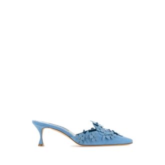 Manolo Blahnik Femme, Chaussures, Bleu, Taille: 36 EU Mules Harnes &agrave; bout pointu
