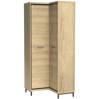 Furnix Eckschrank MEDIOLANE M-14 Metallf&uuml;&szlig;e Schrank mit Kleiderstange Hickory