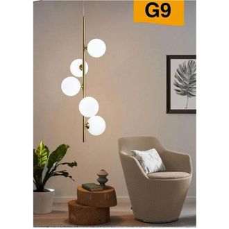 Trade Shop Lampadario A Sospensione Bronzo 5 Sfere Lampada Soffitto Con Stelo Verticale A95